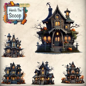 Haunted House Clipart Bundle: PNG and SVG Halloween House Clipart ...