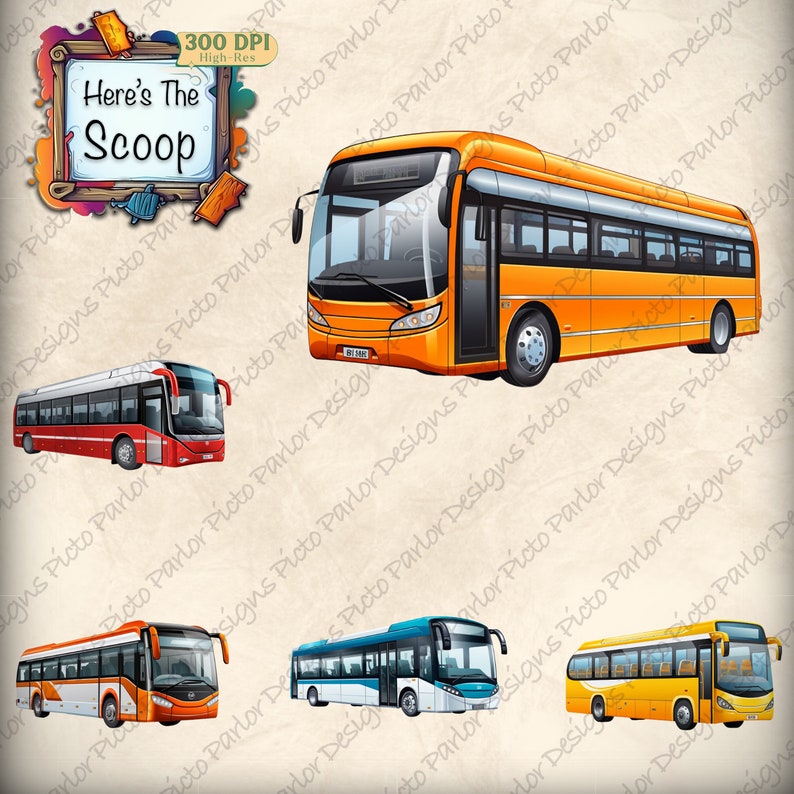 Modern Bus Clipart Bundle: PNG & SVG Transportation Clipart Public ...