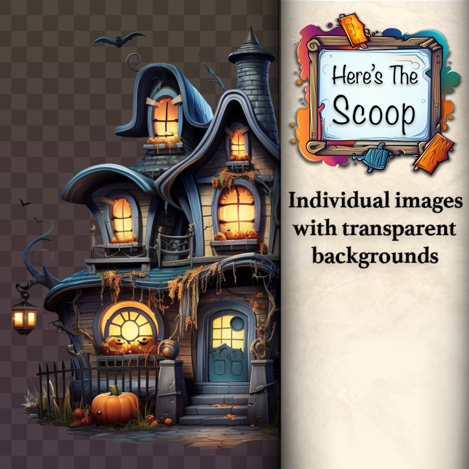 Haunted House Clipart Bundle: PNG and SVG Halloween House Clipart ...