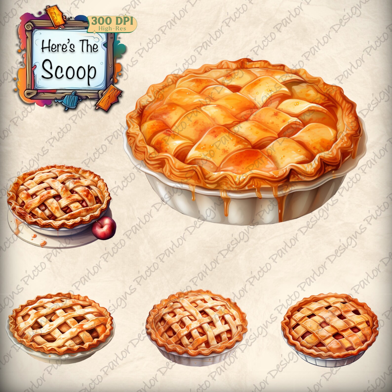 Apple Pie Clipart Bundle: PNG & SVG Food Clipart Pie Clipart Apple ...