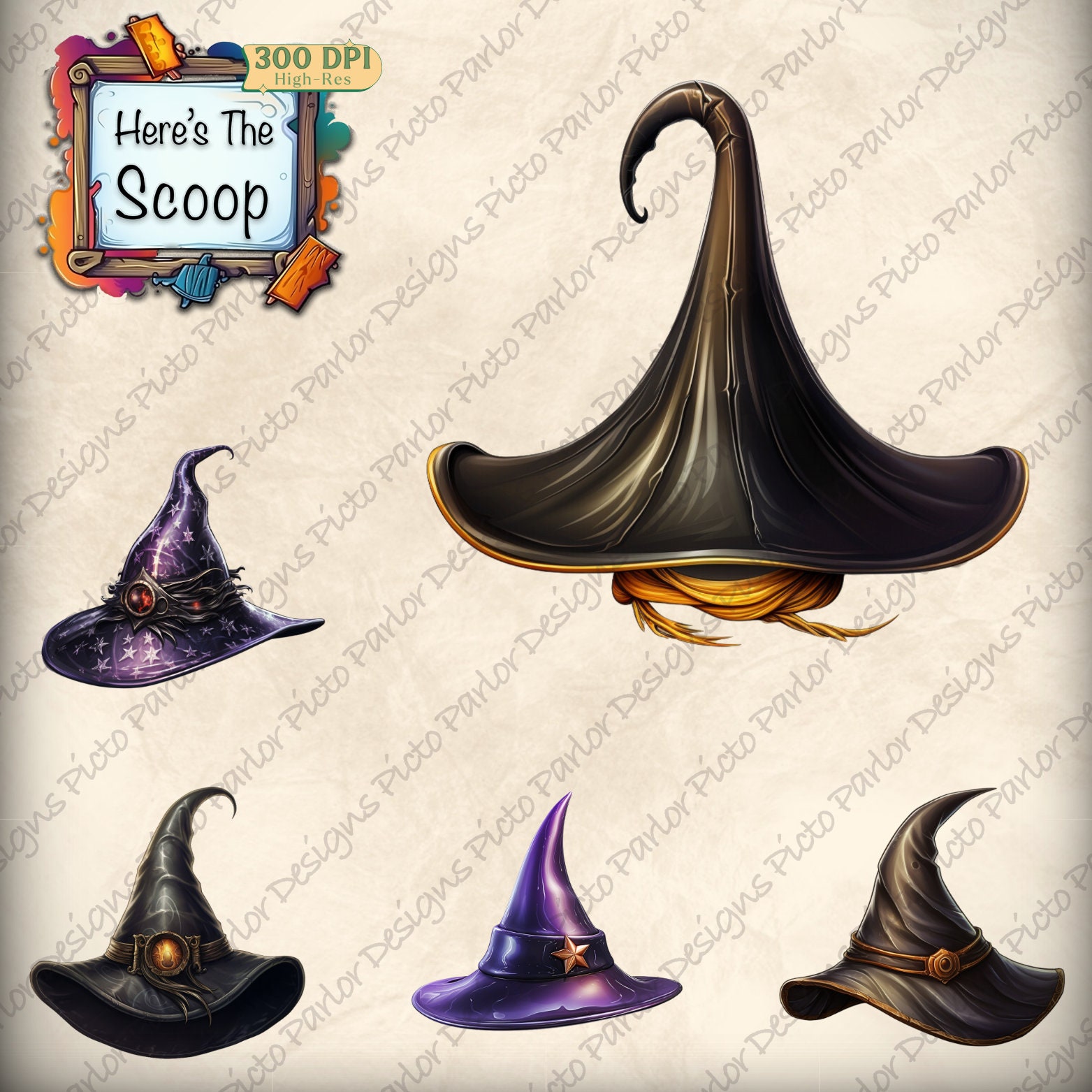 Witch Hat Clipart Bundle: PNG & SVG Halloween Witch Clipart Horror ...