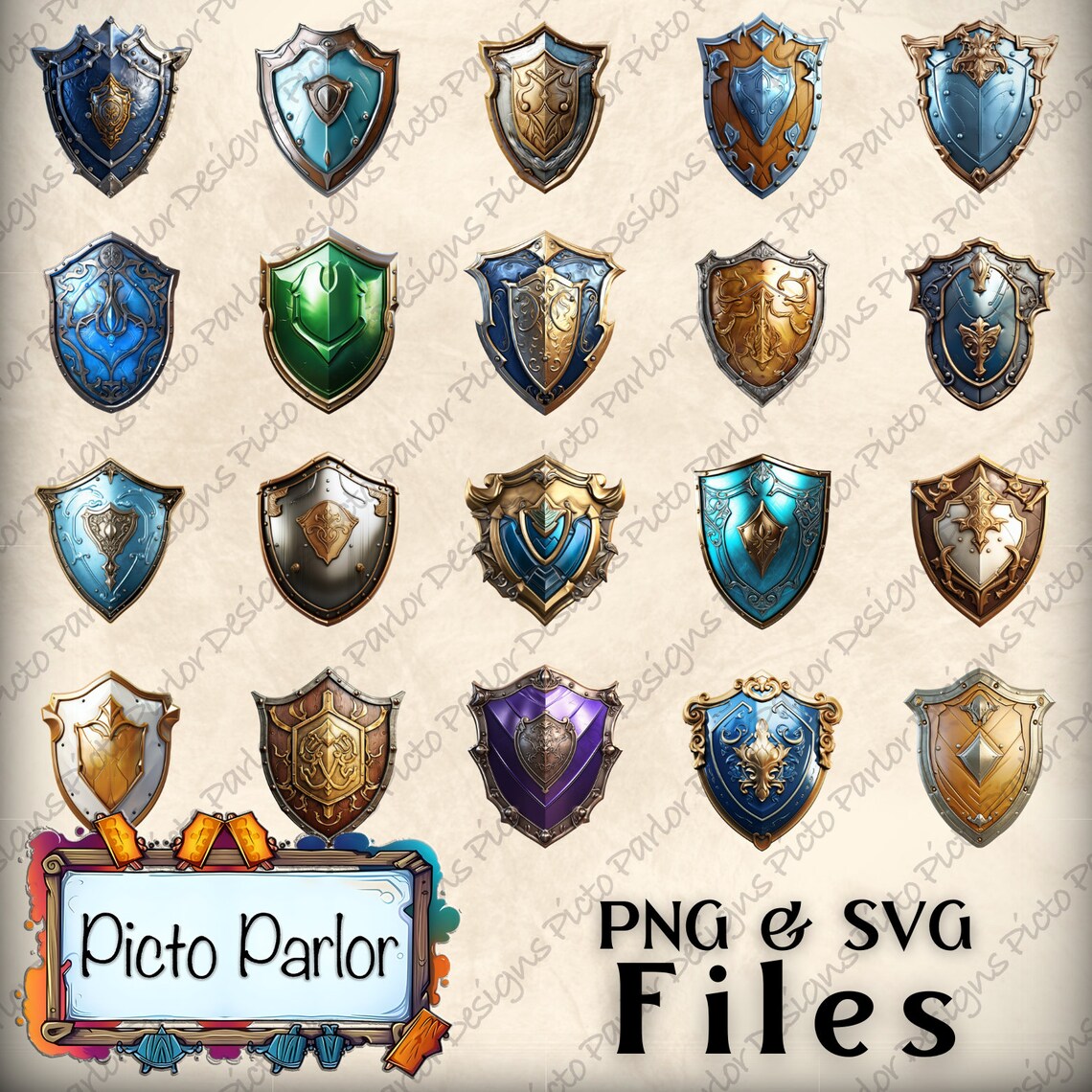 Magical Shield Clipart Bundle: PNG & SVG Magical Clipart Fairy Tale ...