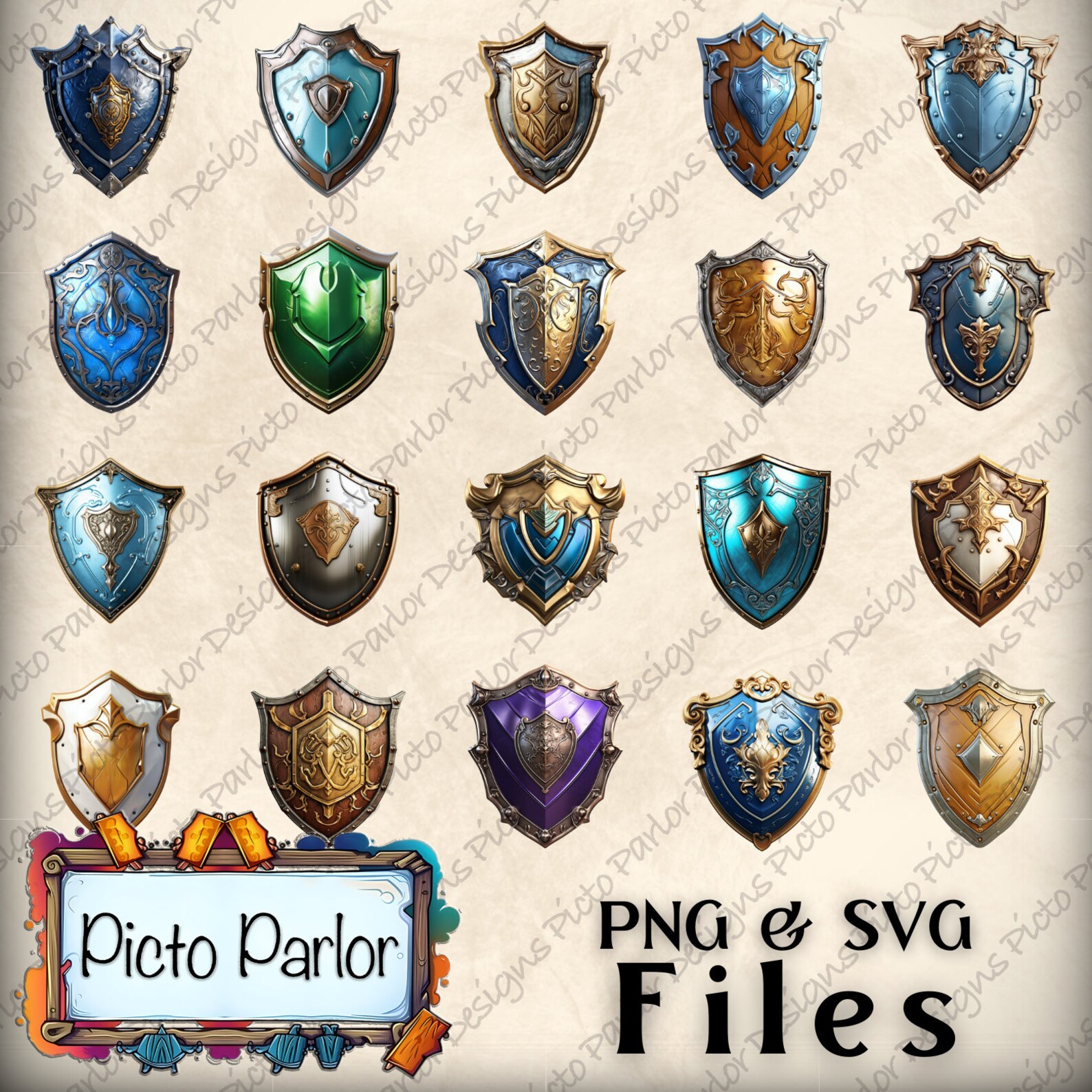 Magical Shield Clipart Bundle: PNG & SVG Magical Clipart Fairy Tale ...
