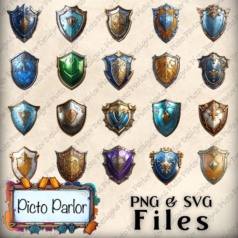 Magical Shield Clipart Bundle: PNG & SVG Magical Clipart Fairy Tale ...