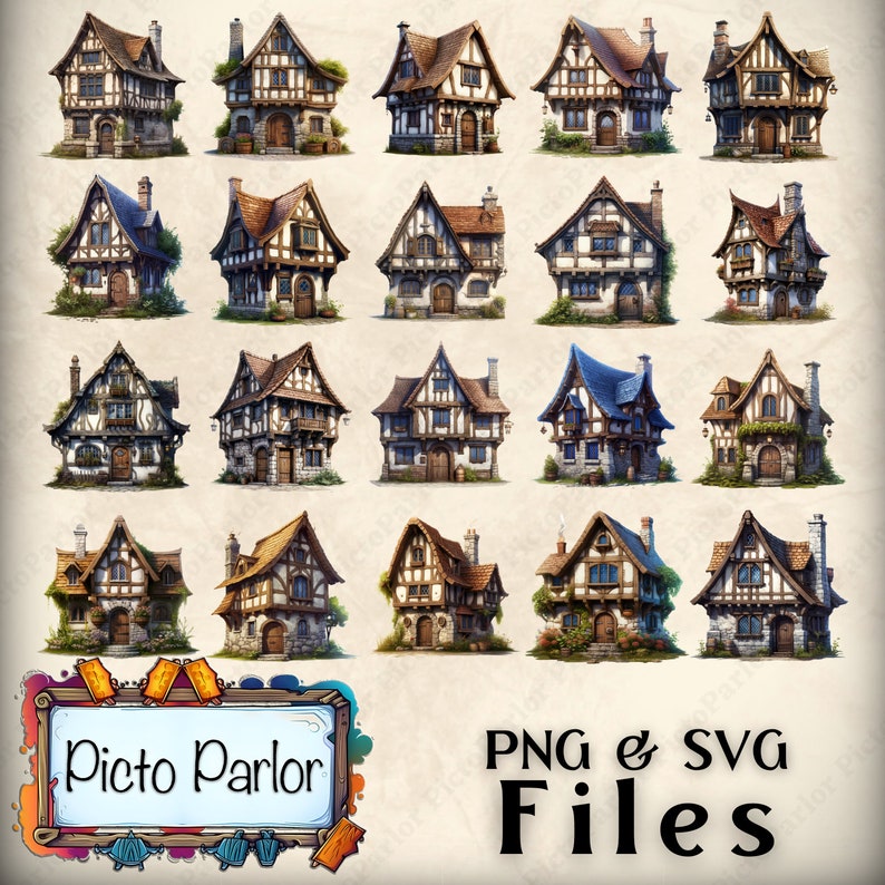 Medieval Home Clipart Bundle: PNG and SVG Medieval Building Clipart ...