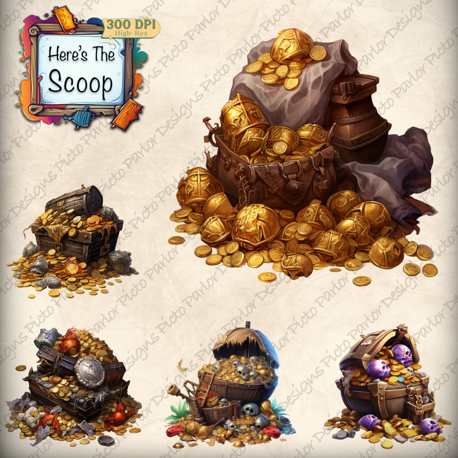 Pirate Treasure Clipart Bundle: PNG & SVG Prate Booty Clipart Loot ...