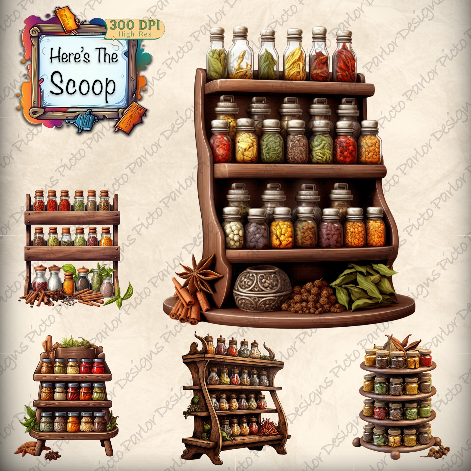 Spice Rack Clipart Bundle: PNG & SVG Food Clipart Spices Clipart Food ...