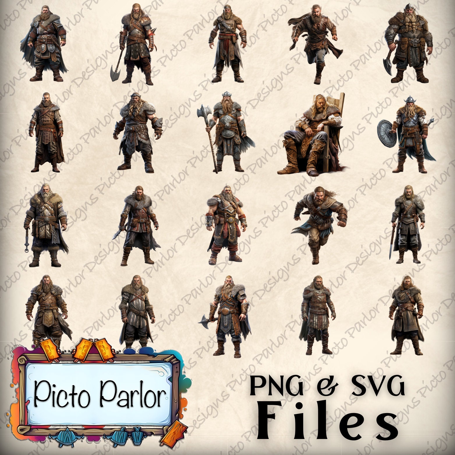 Viking Clipart Bundle: PNG & SVG Medieval Clipart Character Clipart ...