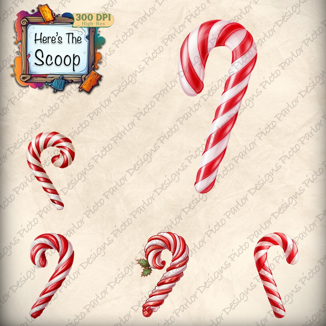 Candy Cane Clipart Bundle: PNG & SVG Christmas Candy Cane Seasonal ...