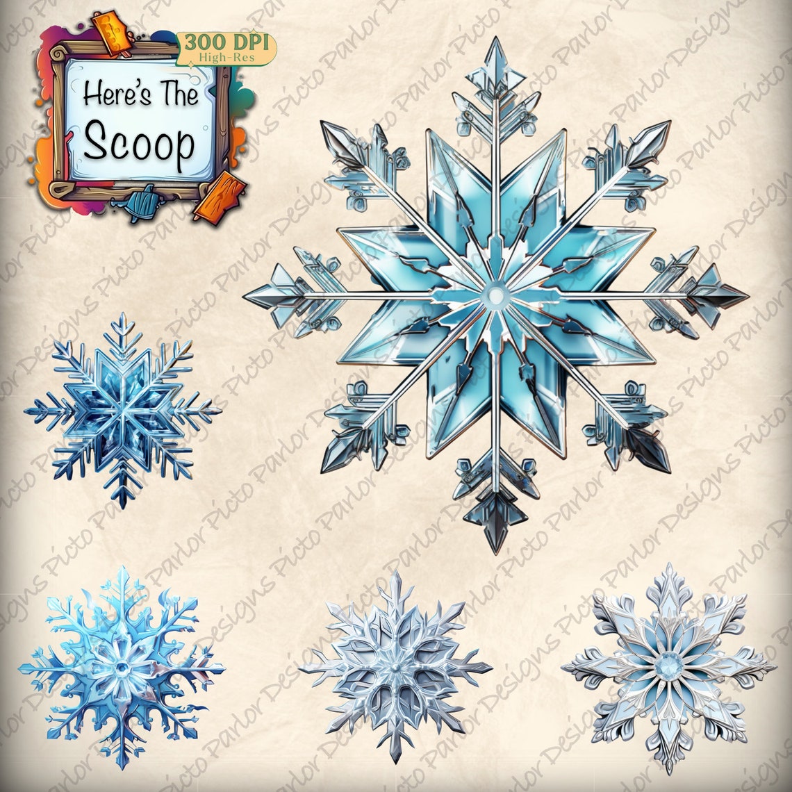 Snowflakes Clipart Bundle: PNG & SVG Seasonal Clipart Snow Clipart ...