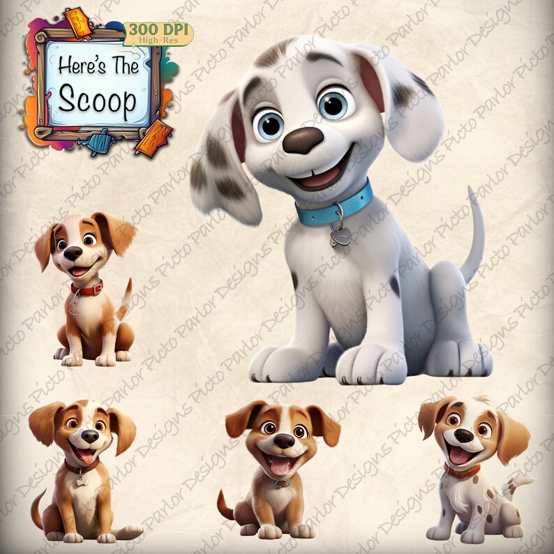Cartoon Dogs Clipart Bundle: PNG & SVG Animal Clipart Cartoon Clipart ...