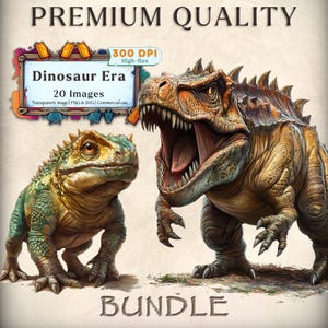 Dinosaur Era Clipart Bundle: PNG & SVG Prehistoric Dinosaurs ...