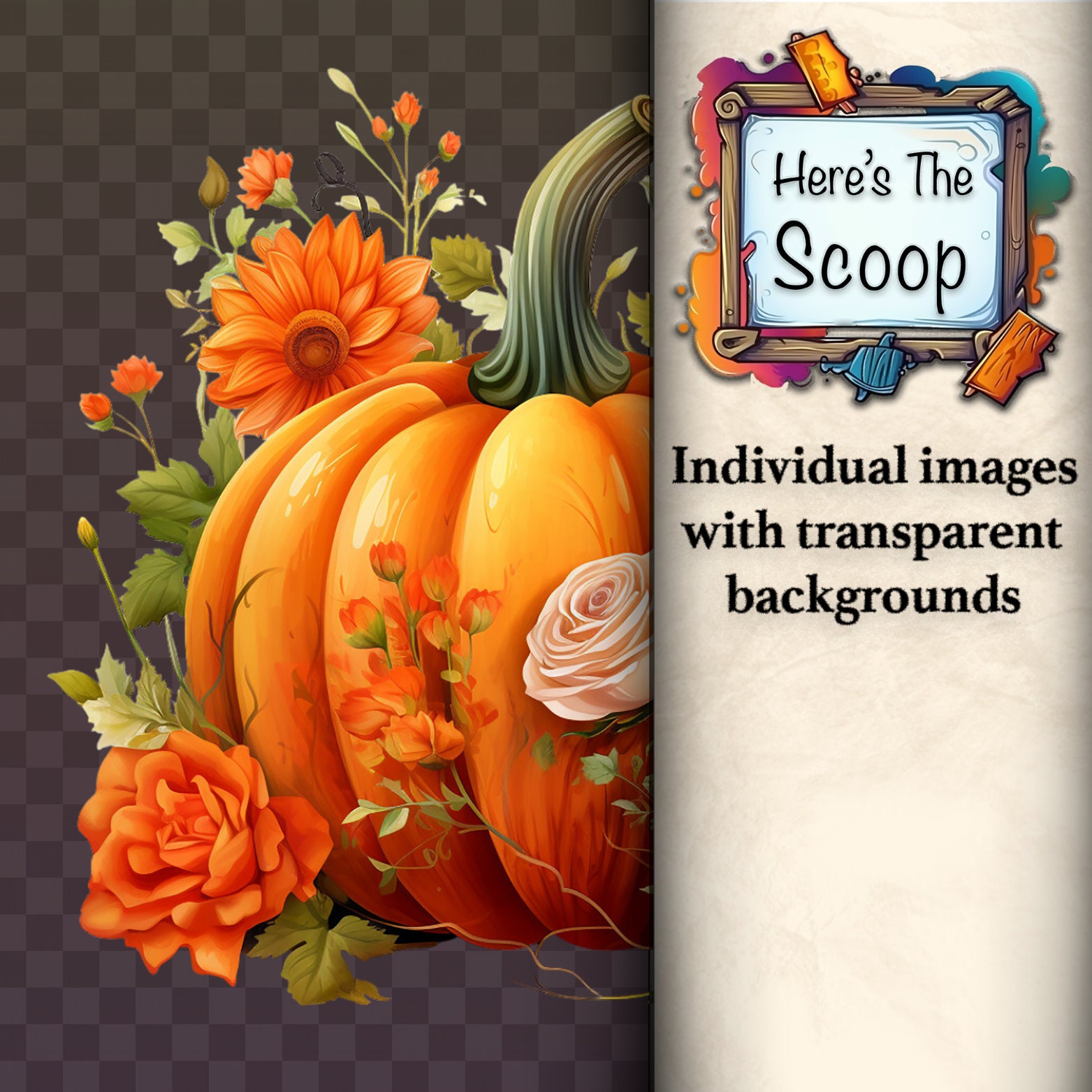 Floral Pumpkin Clipart Bundle: PNG & SVG Floral Clipart Halloween ...