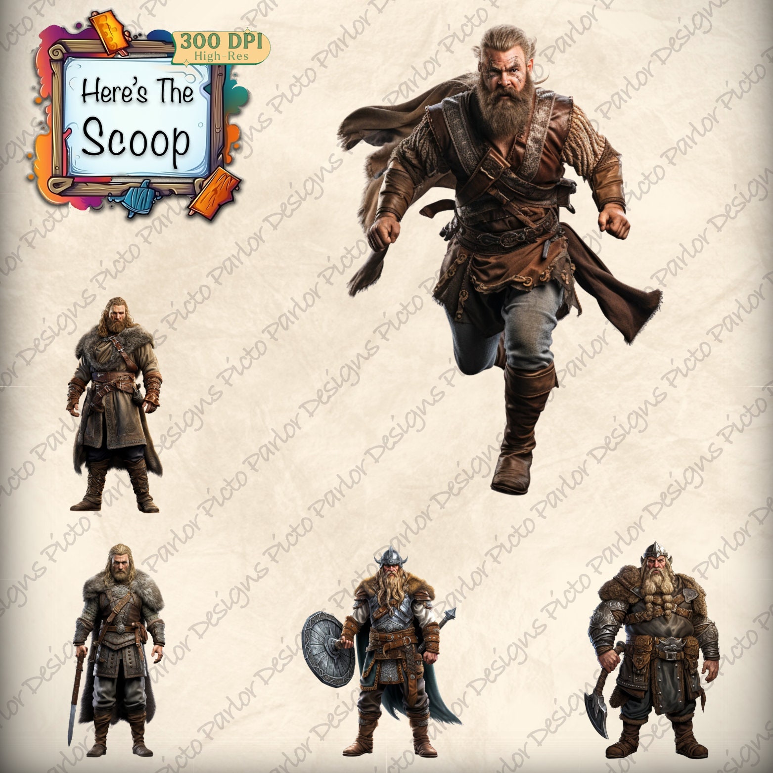 Viking Clipart Bundle: PNG & SVG Medieval Clipart Character Clipart ...