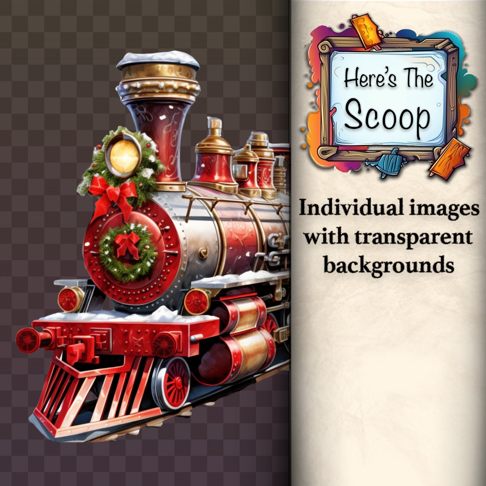 Winter Christmas Train Clipart Bundle: PNG & SVG Christmas Seasonal ...