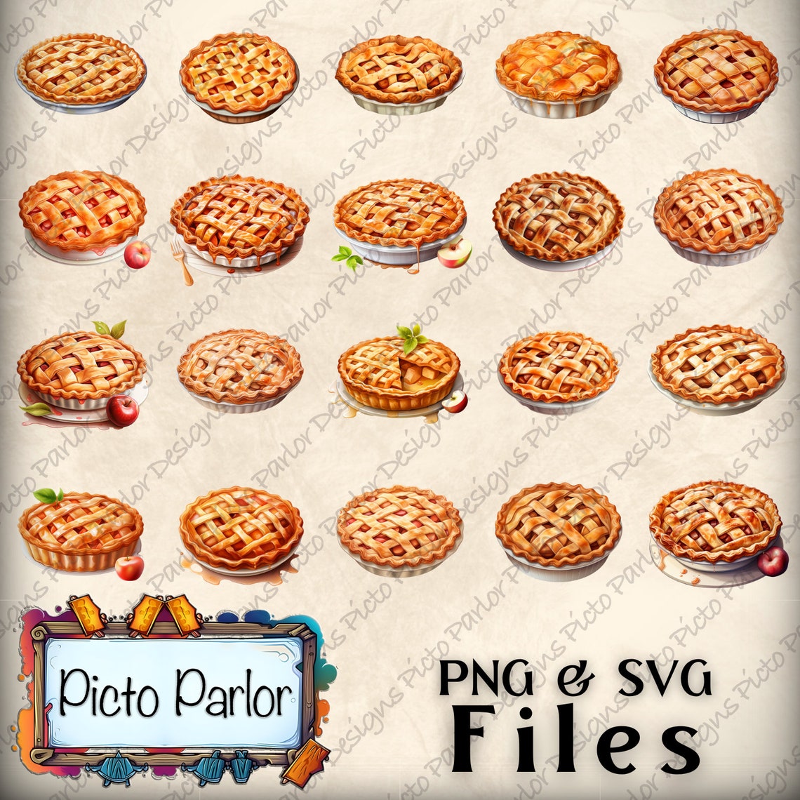 Apple Pie Clipart Bundle: PNG & SVG Food Clipart Pie Clipart Apple ...