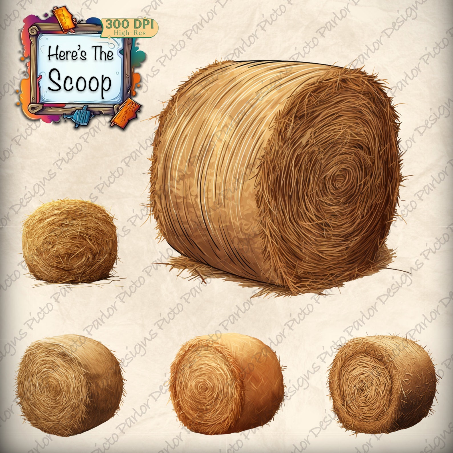 Hay Bale Clipart Bundle: PNG & SVG Farm Supplies Clipart Farming ...