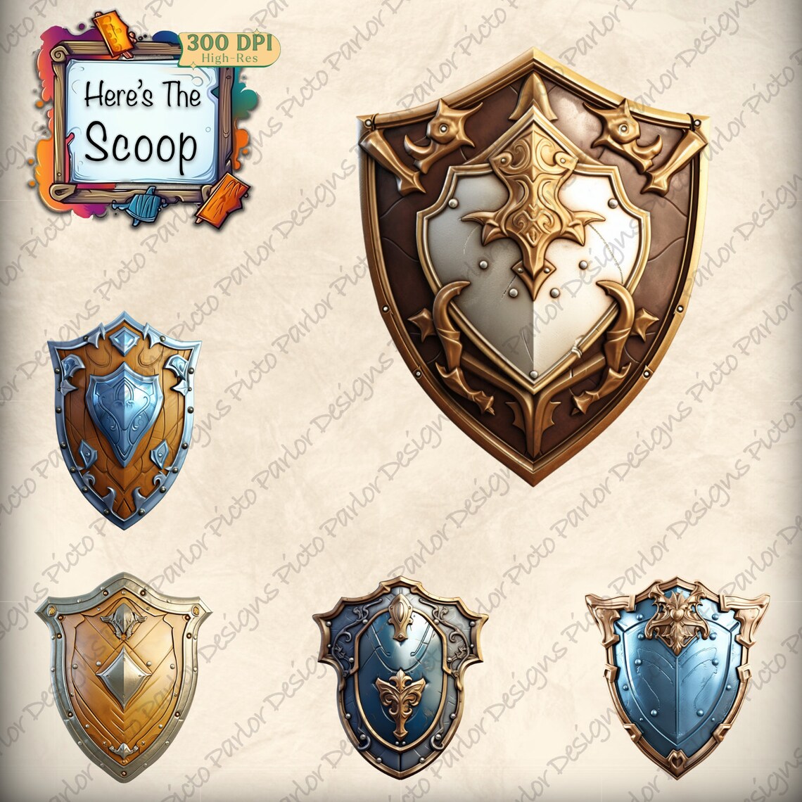 Magical Shield Clipart Bundle: PNG & SVG Magical Clipart Fairy Tale ...