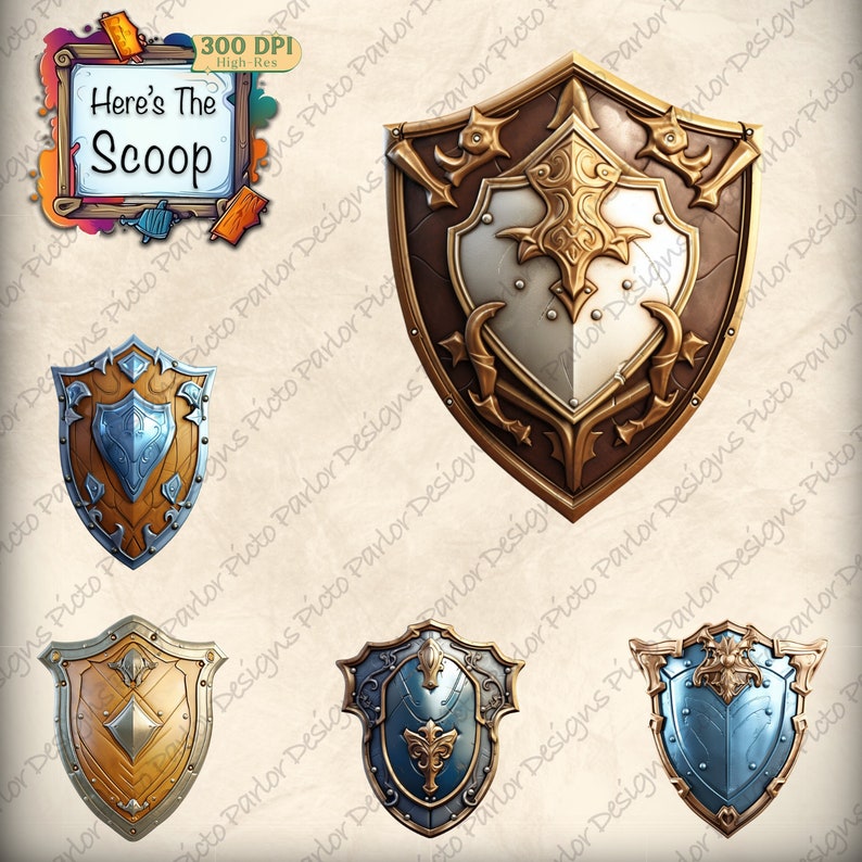 Magical Shield Clipart Bundle: PNG & SVG Magical Clipart Fairy Tale ...