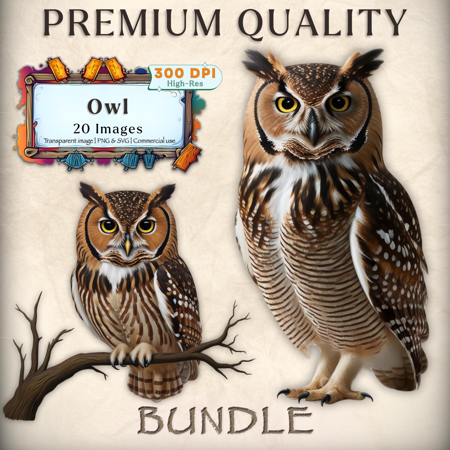 Owl Clipart Bundle: PNG & SVG Watercolor Owl Clipart, Forest Owls, Barn Owl Illustrations ...