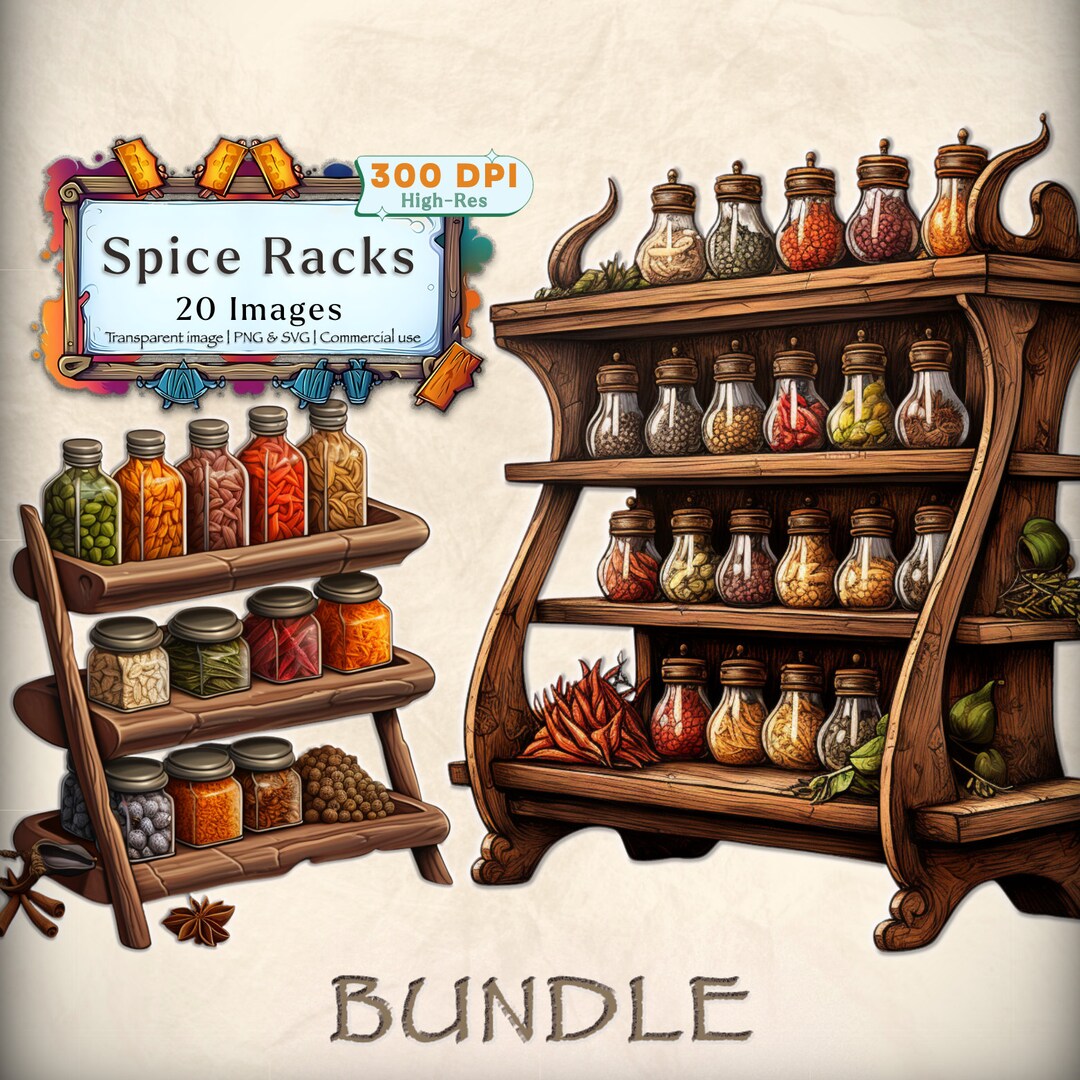 Spice Rack Clipart Bundle: PNG & SVG Food Clipart Spices Clipart Food ...