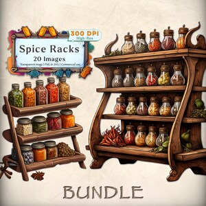 Spice Rack Clipart Bundle: PNG & SVG Food Clipart Spices Clipart Food ...