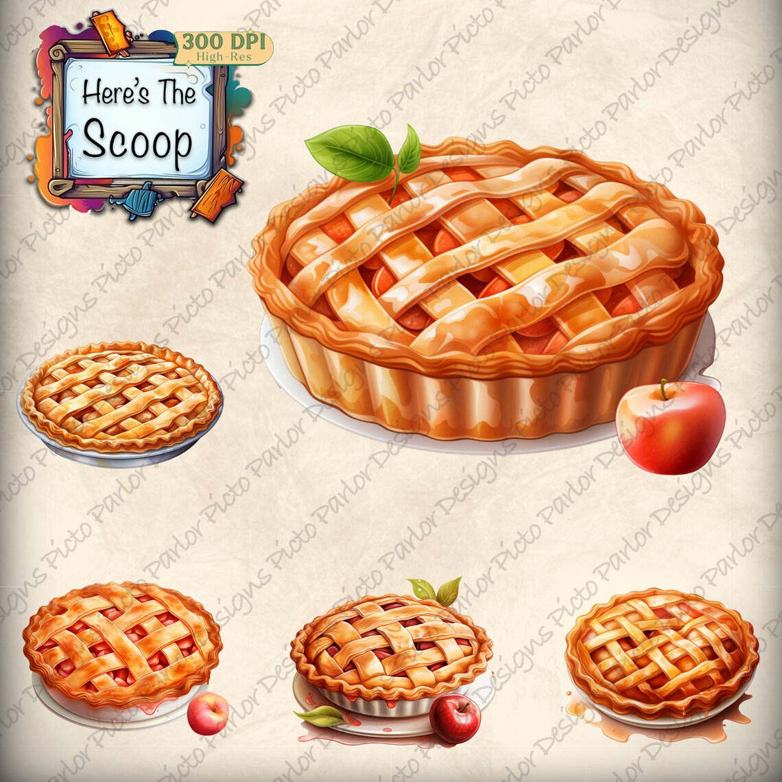 Apple Pie Clipart Bundle: PNG & SVG Food Clipart Pie Clipart Apple ...