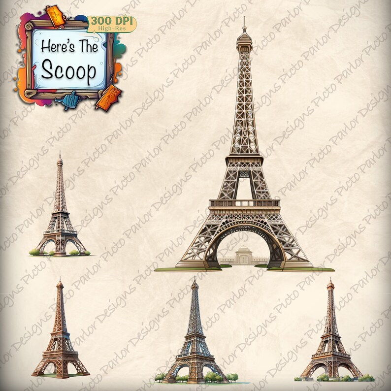 Eiffel Tower Clipart Bundle: PNG & SVG French Clipart Eiffel Tower ...