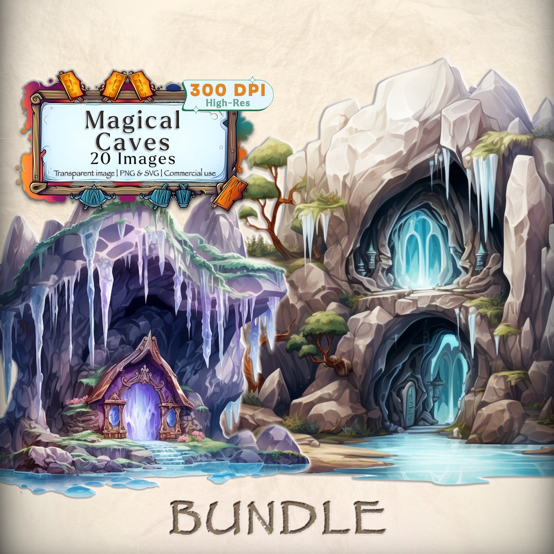 Magical Cave Clipart Bundle: PNG & SVG Magical Clipart Fantasy - Etsy