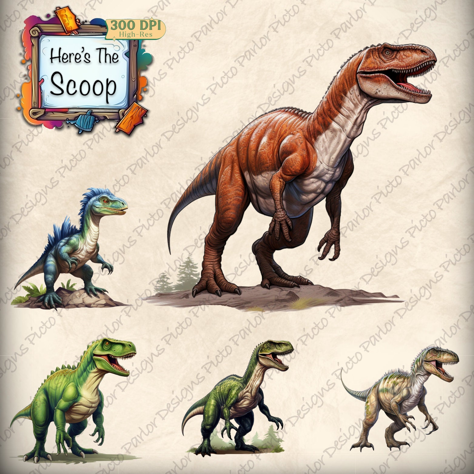Dinosaur Clipart Bundle: PNG & SVG Watercolour Dinosaurs Clipart ...