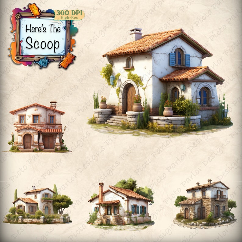 Roman Villa Clipart Bundle: PNG and SVG Roman Style Clipart Villa ...