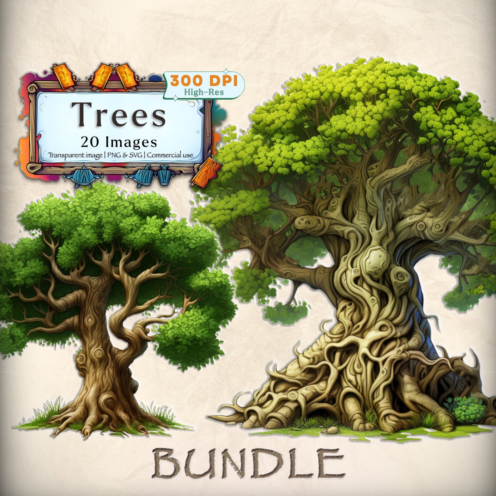 Magical Tree Clipart Bundle: PNG & SVG Magical Clipart Fantasy Tree ...