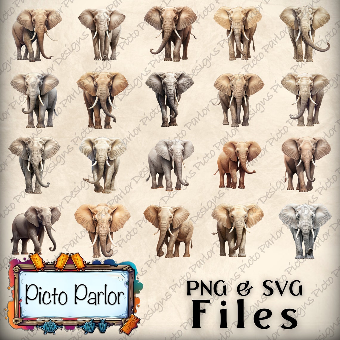 Elephant Clipart Bundle: PNG & SVG Animal Clipart Zoo Clipart Wild ...