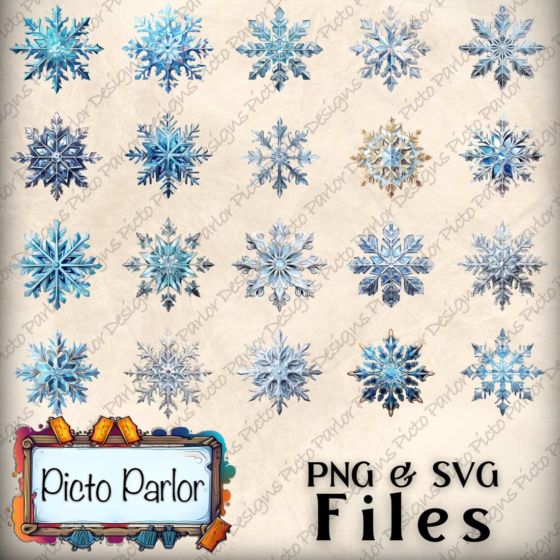 Snowflakes Clipart Bundle: PNG & SVG Seasonal Clipart Snow Clipart ...