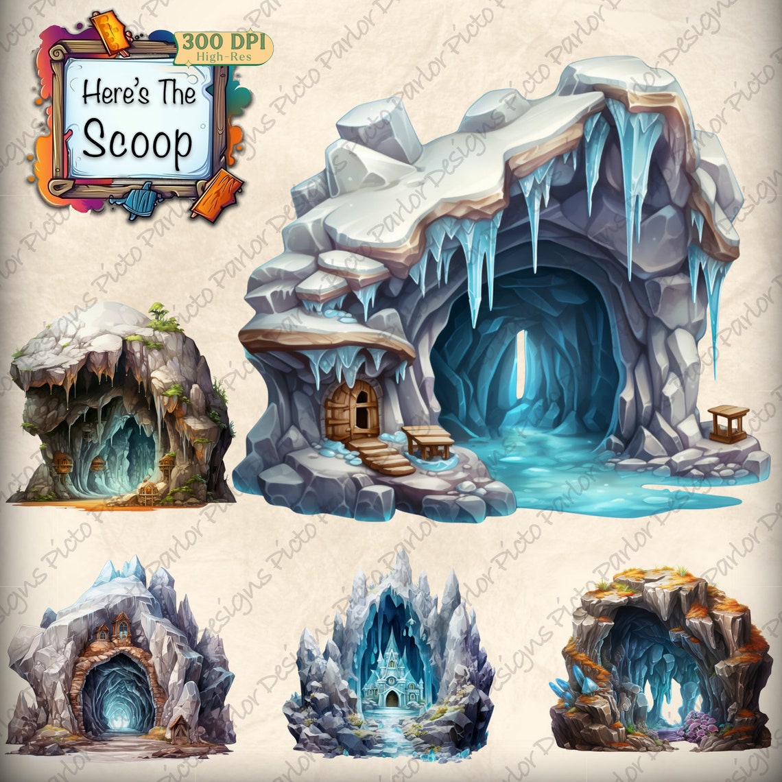 Magical Cave Clipart Bundle: PNG & SVG Magical Clipart Fantasy - Etsy