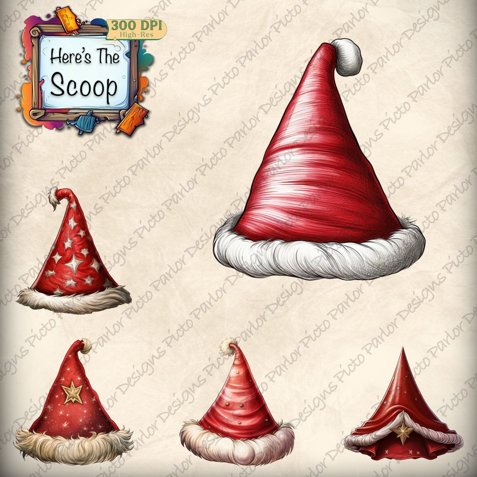 Santa Hat Clipart Bundle: PNG & SVG Christmas Winter Seasonal Clipart ...