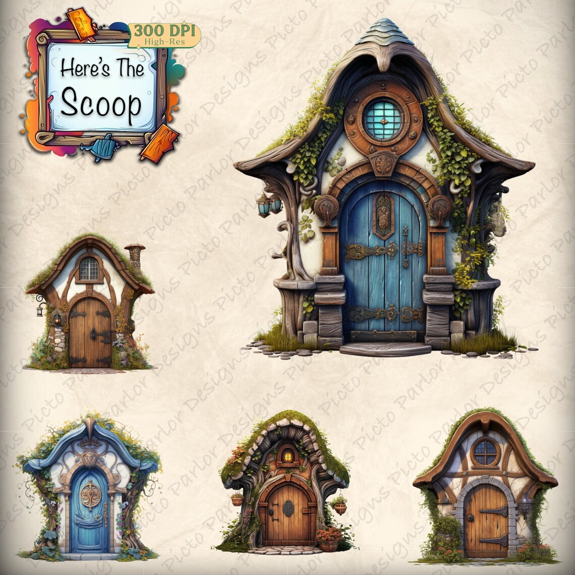 Magical Door Clipart Bundle: PNG and SVG Fantasy Door Clipart Magical ...