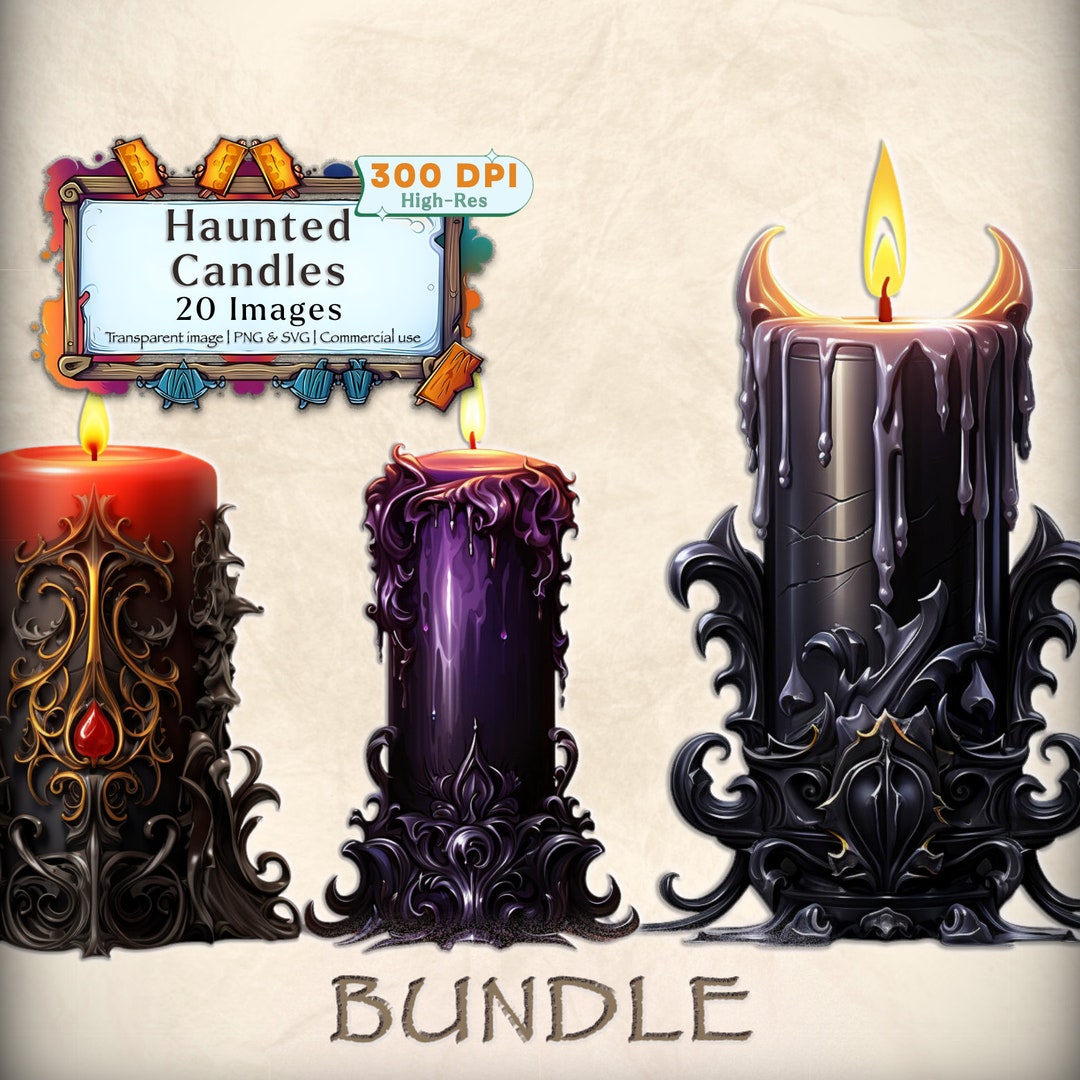 Haunted Gothic Candle Clipart Bundle: PNG & SVG Gothic Clipart Horror ...