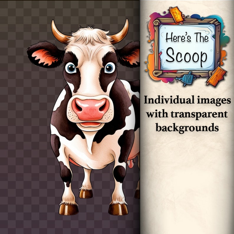 Cow Clipart Bundle: PNG & SVG Cute Farm Animal Clipart Dairy Cow Images ...