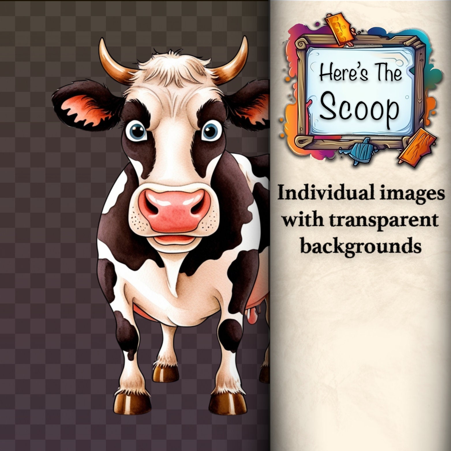 Cow Clipart Bundle: PNG & SVG Cute Farm Animal Clipart Dairy Cow Images ...