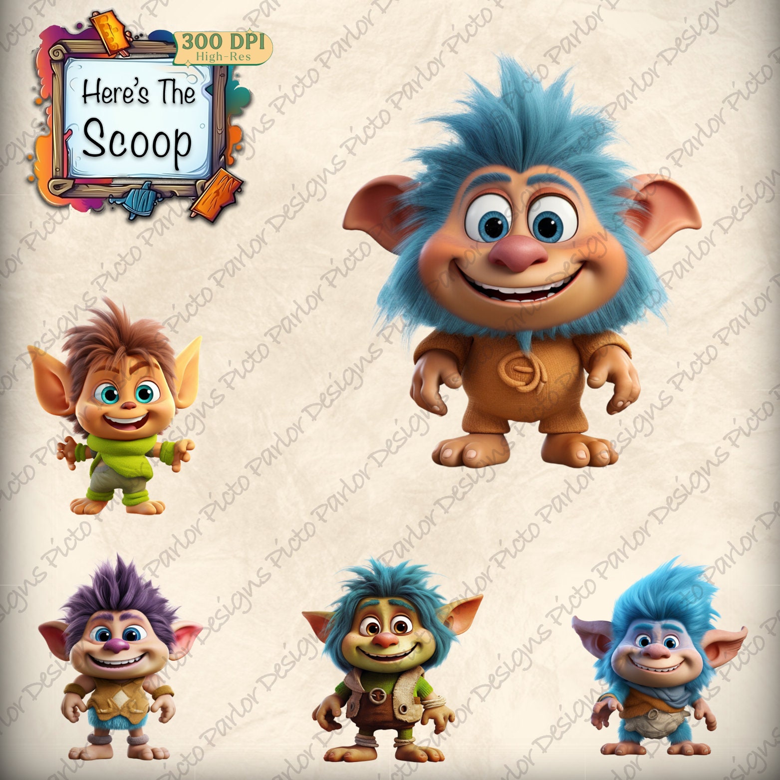 Cute Troll Clipart Bundle: PNG & SVG Troll Clipart Cartoon Clipart ...