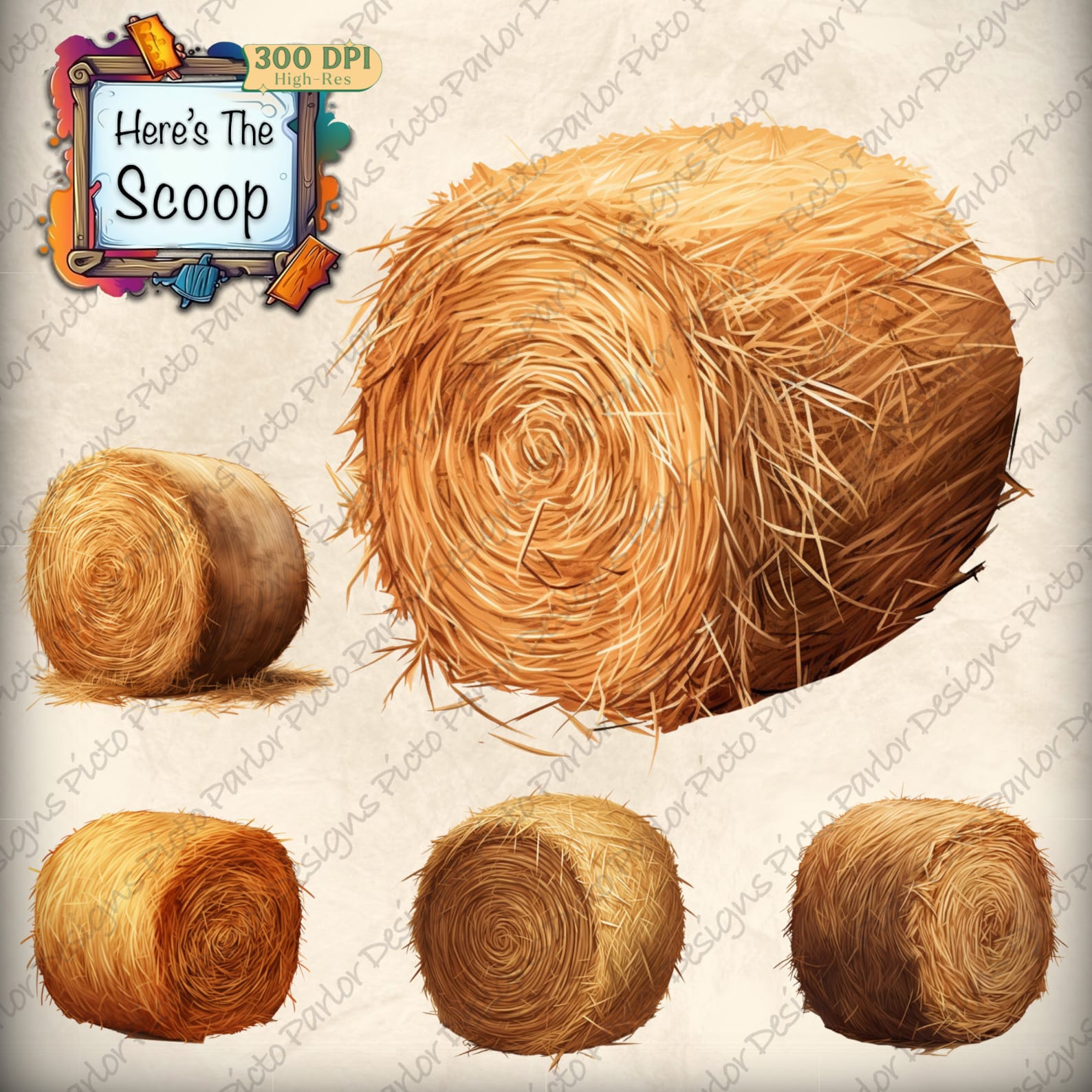 Hay Bale Clipart Bundle: PNG & SVG Farm Supplies Clipart Farming ...