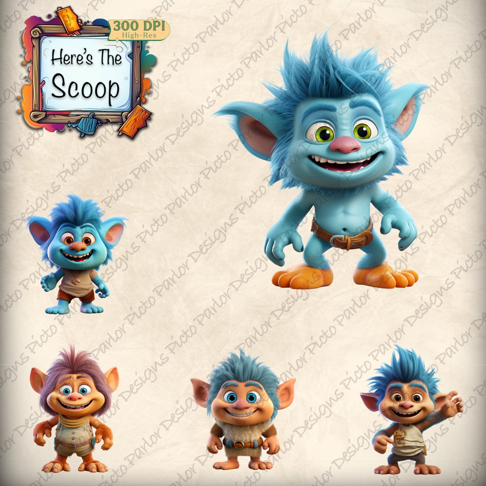 Cute Troll Clipart Bundle: PNG & SVG Troll Clipart Cartoon Clipart ...