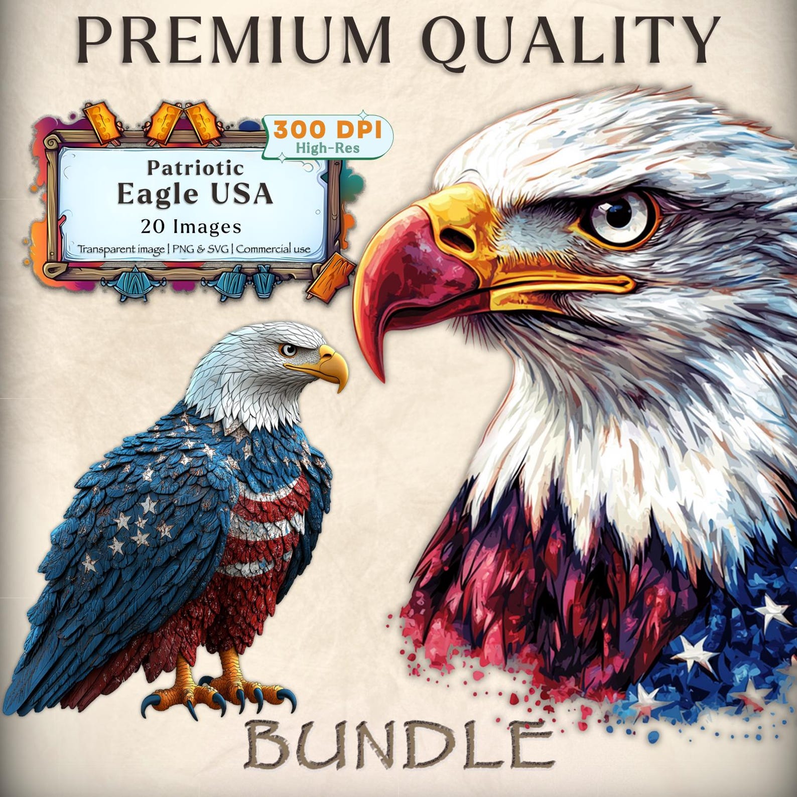 Patriotic Eagle USA American Eagle Patriotic Clipart Bundle: PNG SVG ...