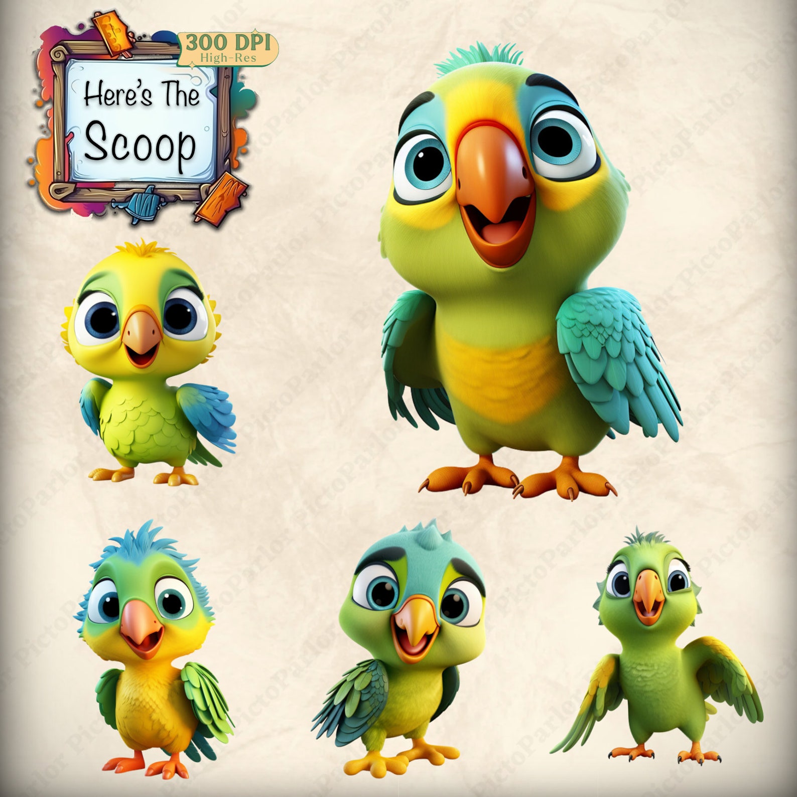 Cartoon Bird Clipart Bundle: PNG and SVG Clipart Bundle Realistic ...