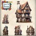 Medieval Office Buildings Clipart Bundle: PNG and SVG Medieval Building ...