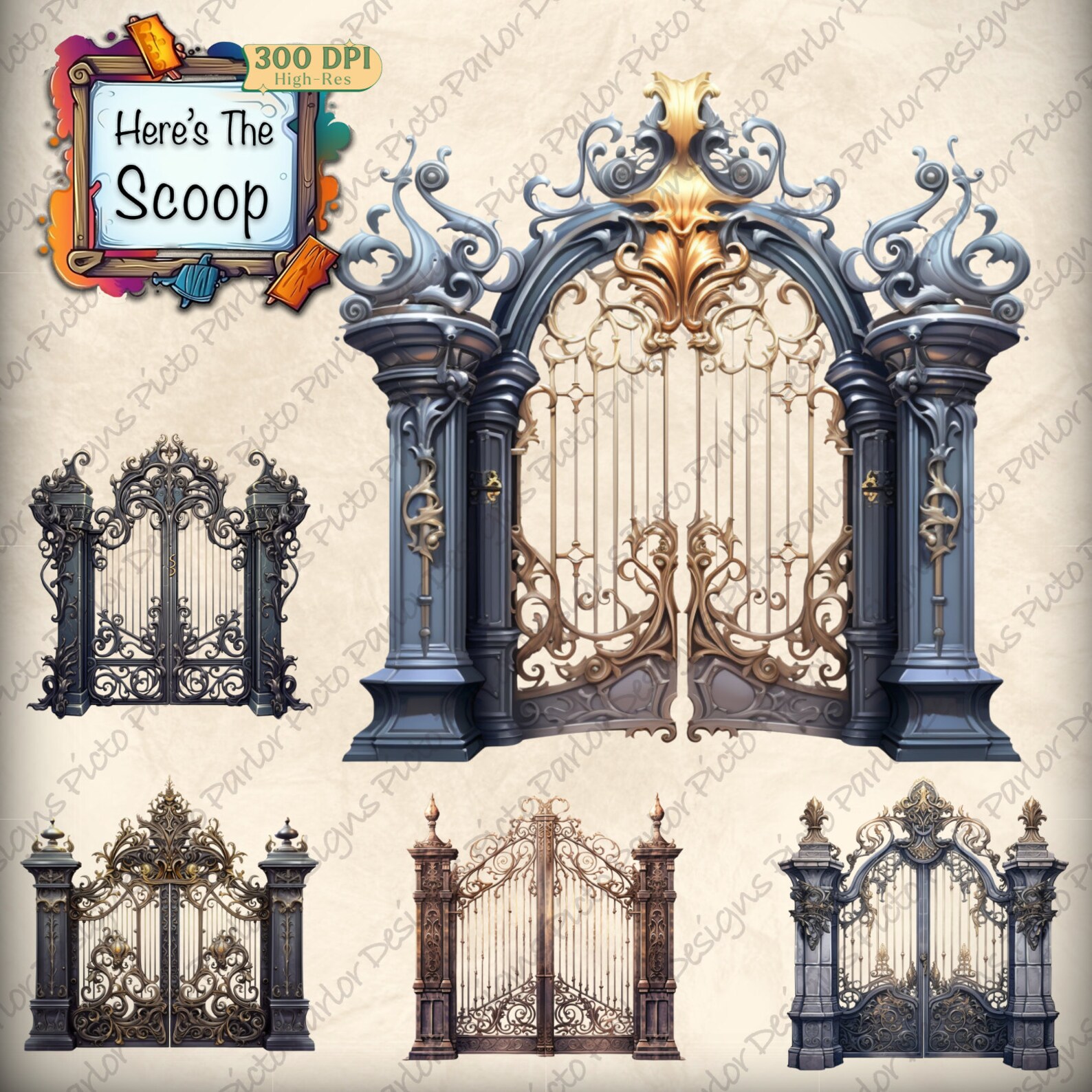 Gothic Gate Clipart Bundle: PNG & SVG Horror Clipart Gothic Clipart ...