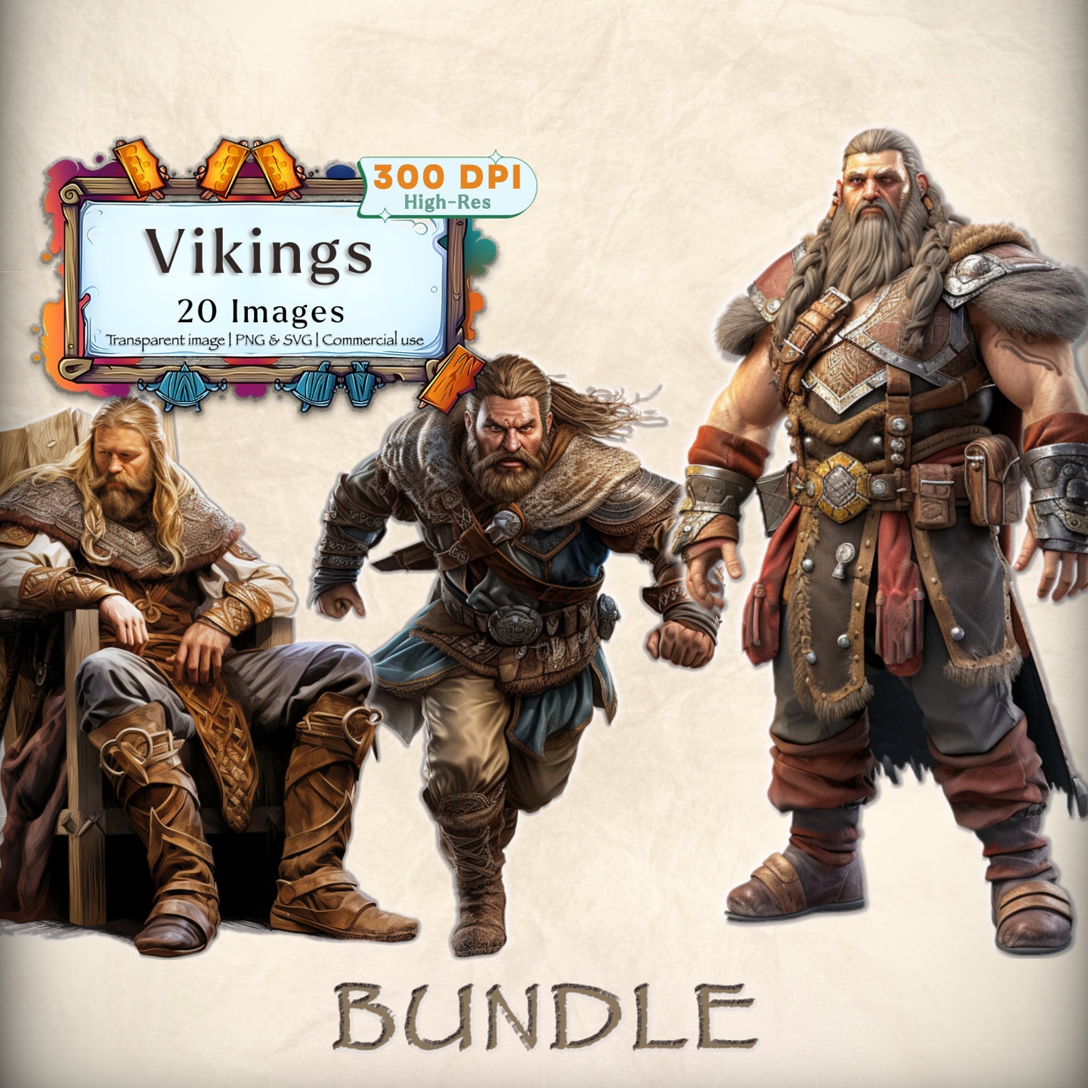 Viking Clipart Bundle: PNG & SVG Medieval Clipart Character Clipart ...