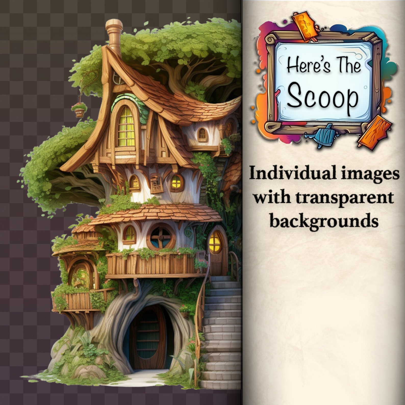 Magical Treehouse Clipart Bundle: PNG and SVG Fairy Treehouse Clipart ...