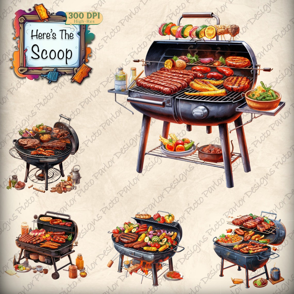 Summer Barbecue Clipart Bundle: PNG & SVG Seasonal Clipart Summer ...